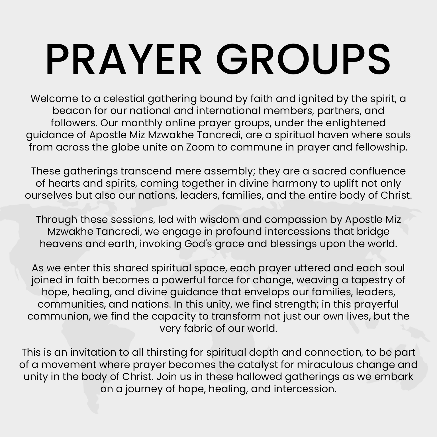 Prayer Groups – Miz Mzwakhe Tancredi